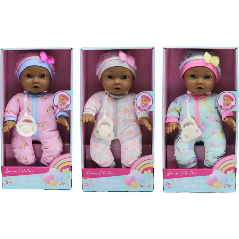 Gigo 12" Baby Maggie Dark Hair Dolls With Pacifiers