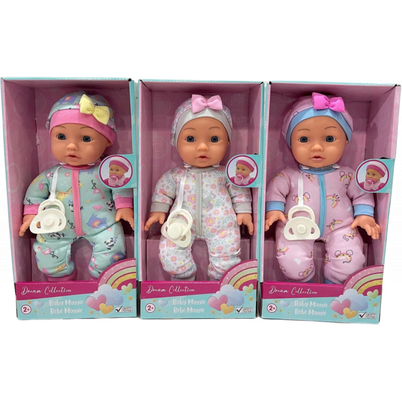 Gigo 12" Baby Maggie Dolls With Pacifiers Assorted