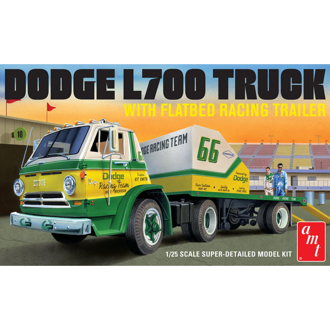 AMT - 1:25 1966 Dodge L700 Truck With Flatbed Racing