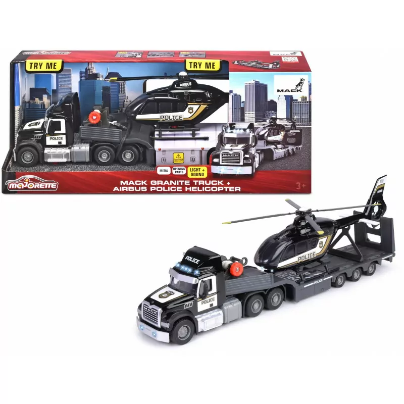 Majorette Mack Truck + Police Helicopter L/S 35cm
