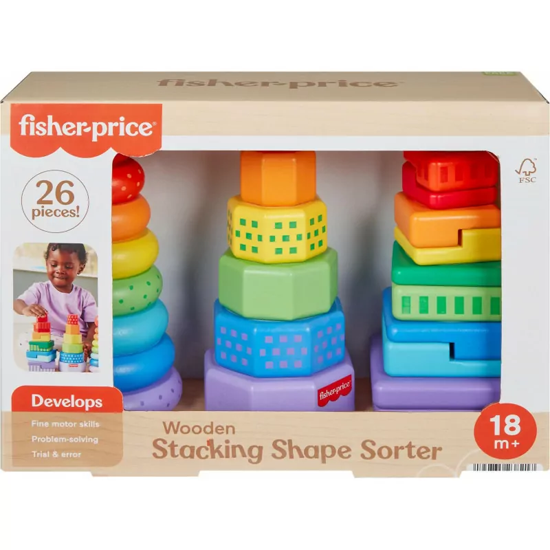 Fisher Price Wood Stacking Shape Sorter - Afterpay