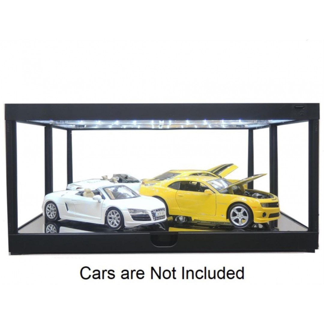 1:18 Black LED Display Case With Mirrored Back & Base