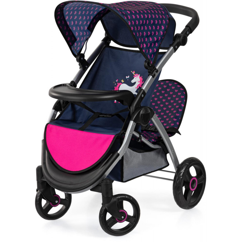 Twin Star -New Style - Blue With Pink Hearts & Unicorn New