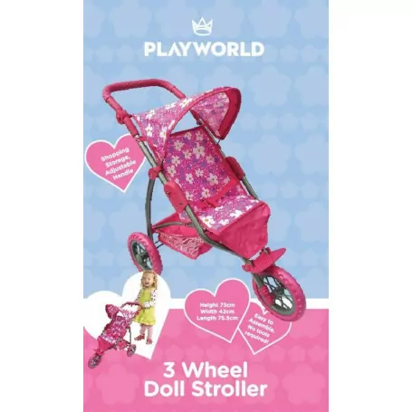 Playworld Doll 3 Wheel Jogger Pink - Afterpay Available!
