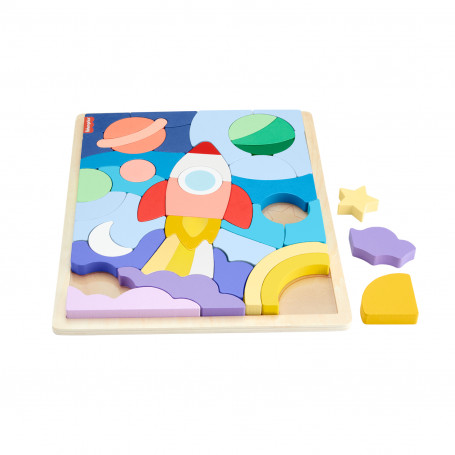 Fisher Price Wood Space Puzzle Blocks - Afterpay Available!