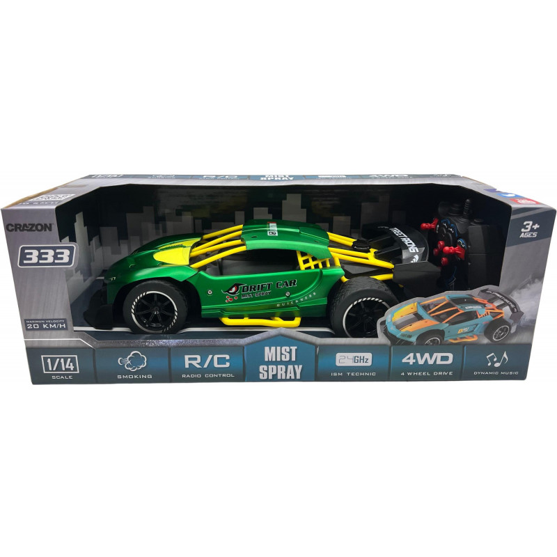Crazon - 1:14 4-Ch Radio Control Green Mist-Spray Car with