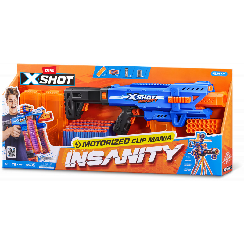 Zuru Xshot Insanity Motorised Clip Blaster & 72 Darts