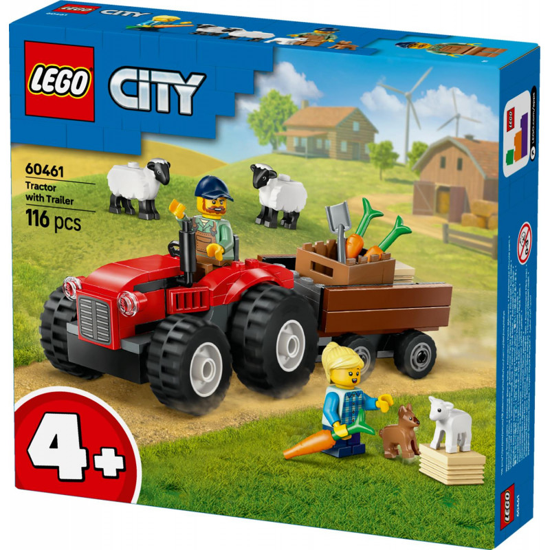LEGO City Red Farm Tractor With Trailer & Sheep 60461