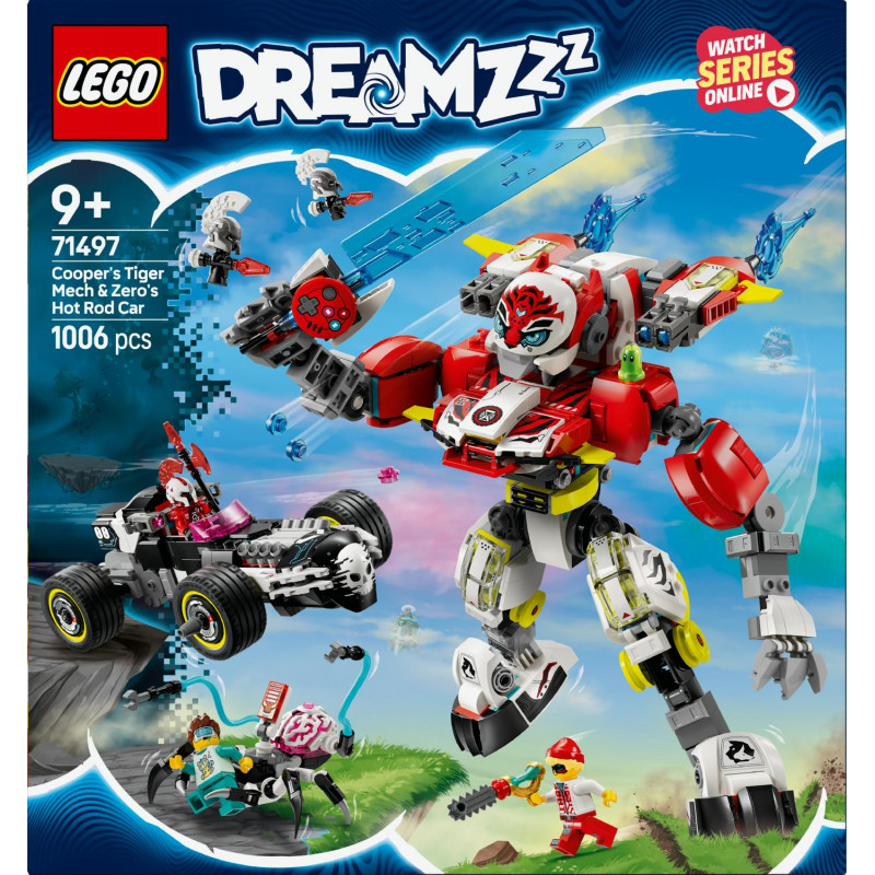 LEGO DREAMZzz Cooper's Tiger Mech & Zero's Hot Rod Car