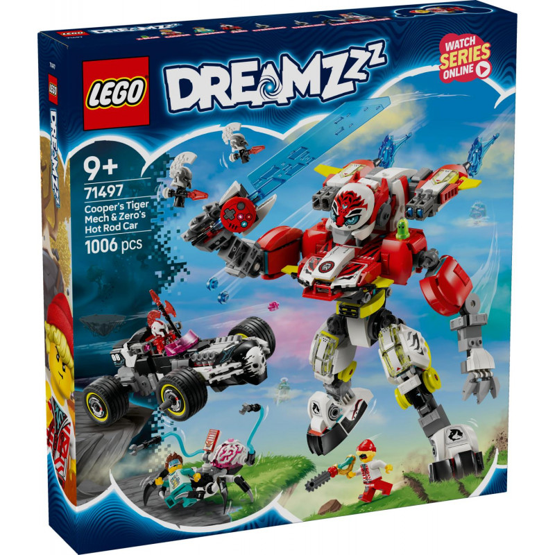 LEGO DREAMZzz Cooper's Tiger Mech & Zero's Hot Rod Car