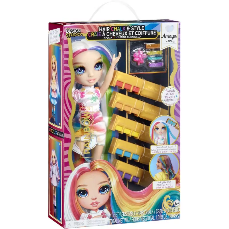 Rainbow High Hair Chalk & Style Doll- Amaya - Afterpay